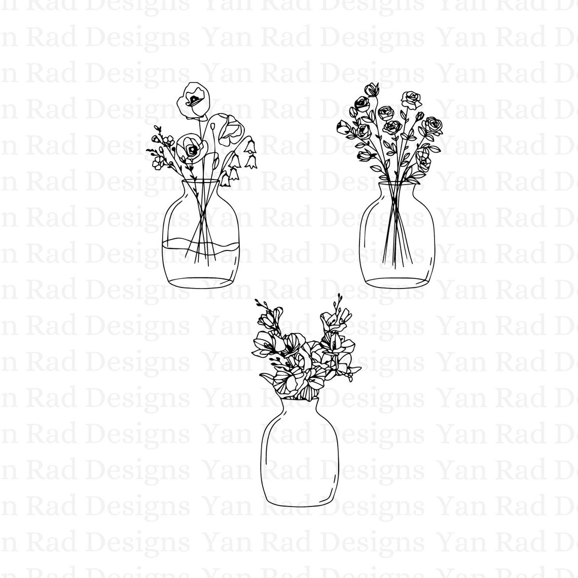 Flower Vase SVG File, Flower SVG Files, Flower Cut Files, Floral Vase ...