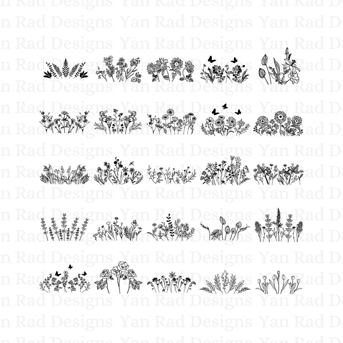 25 Floral Border Svg, Gardening Svg, Wild Flower Svg, Floral Wreath Svg ...