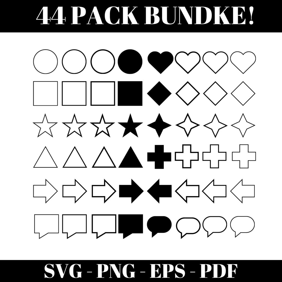 Basic Shape Bundle, Circle, Heart, Square, Rhombus, Star, Triangle ...