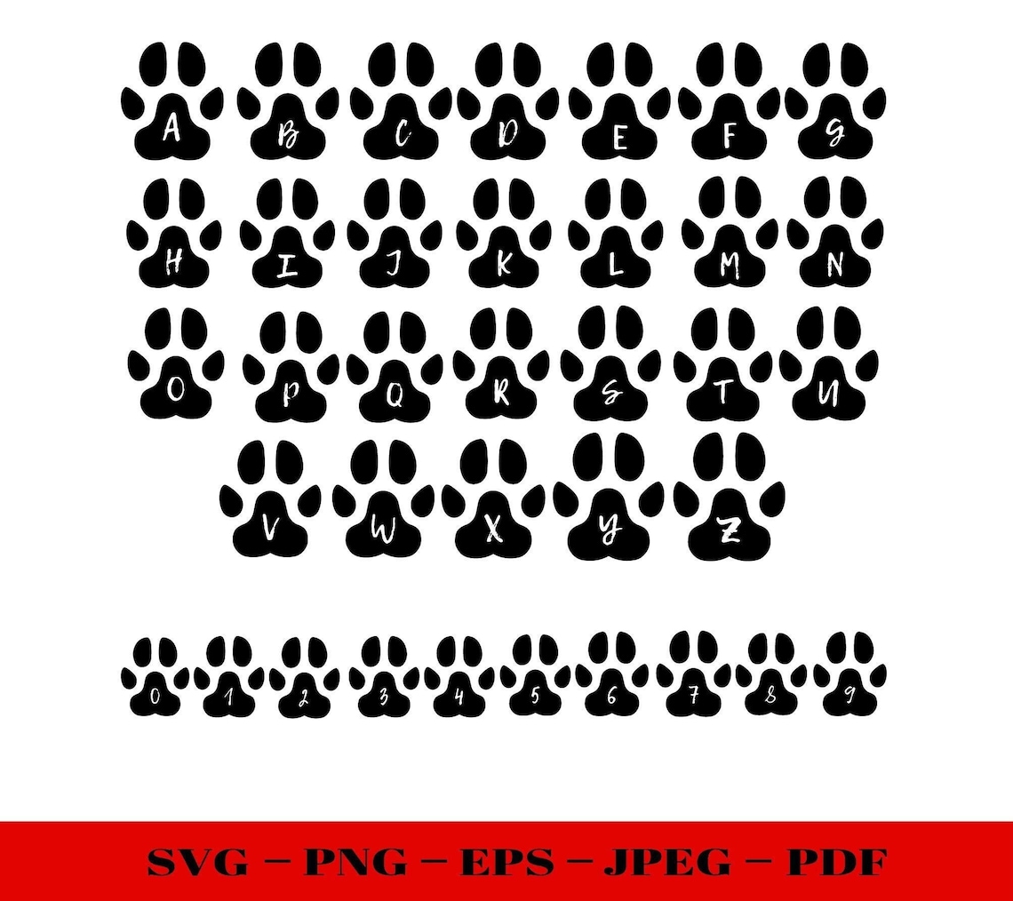 Paw Alphabet SVG | Animal Alphabet SVG | Alphabet SVG | Font Svg ...