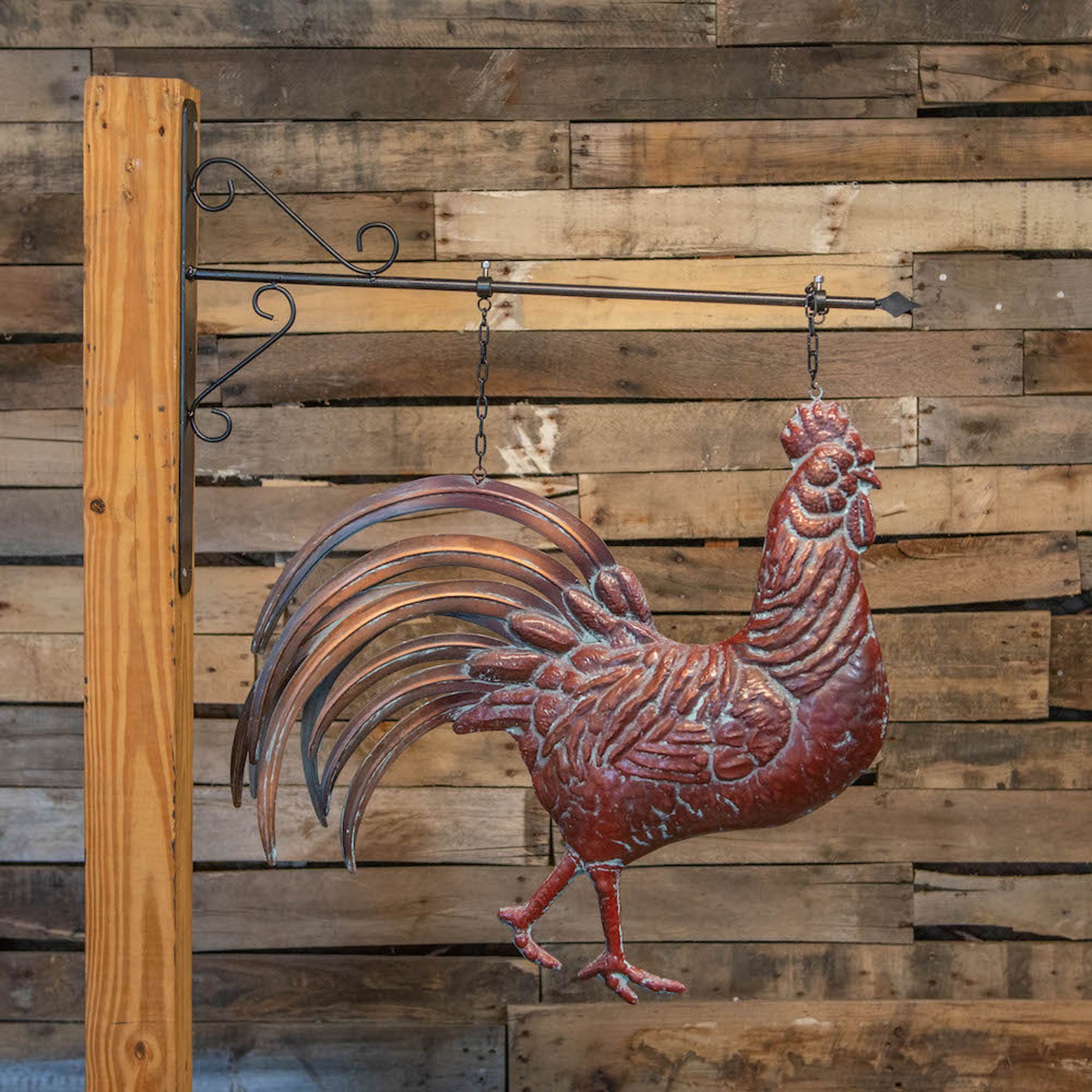 Rooster Yard Art, Rooster Home Decor, Hanging Bracket With Copper ...
