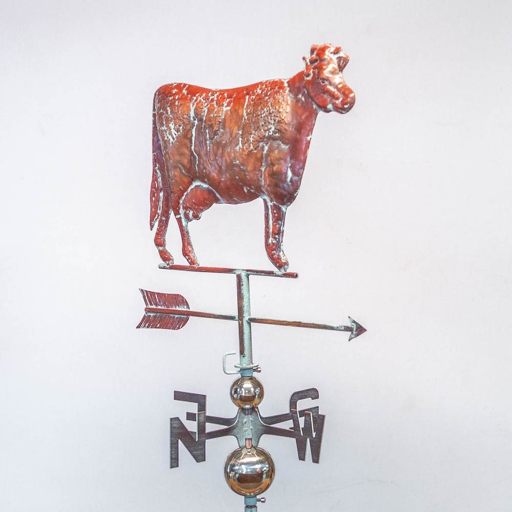 2D Cow Weathervane, Antique Weathervane, Vintage Style, Copper Patina ...
