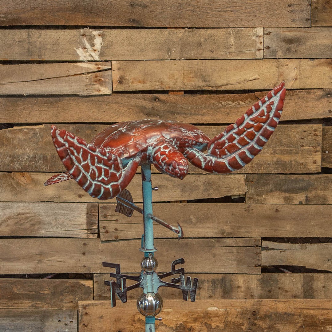 Sea Turtle Weathervane, Large 3D Weathervane With Copper Patina Finish ...