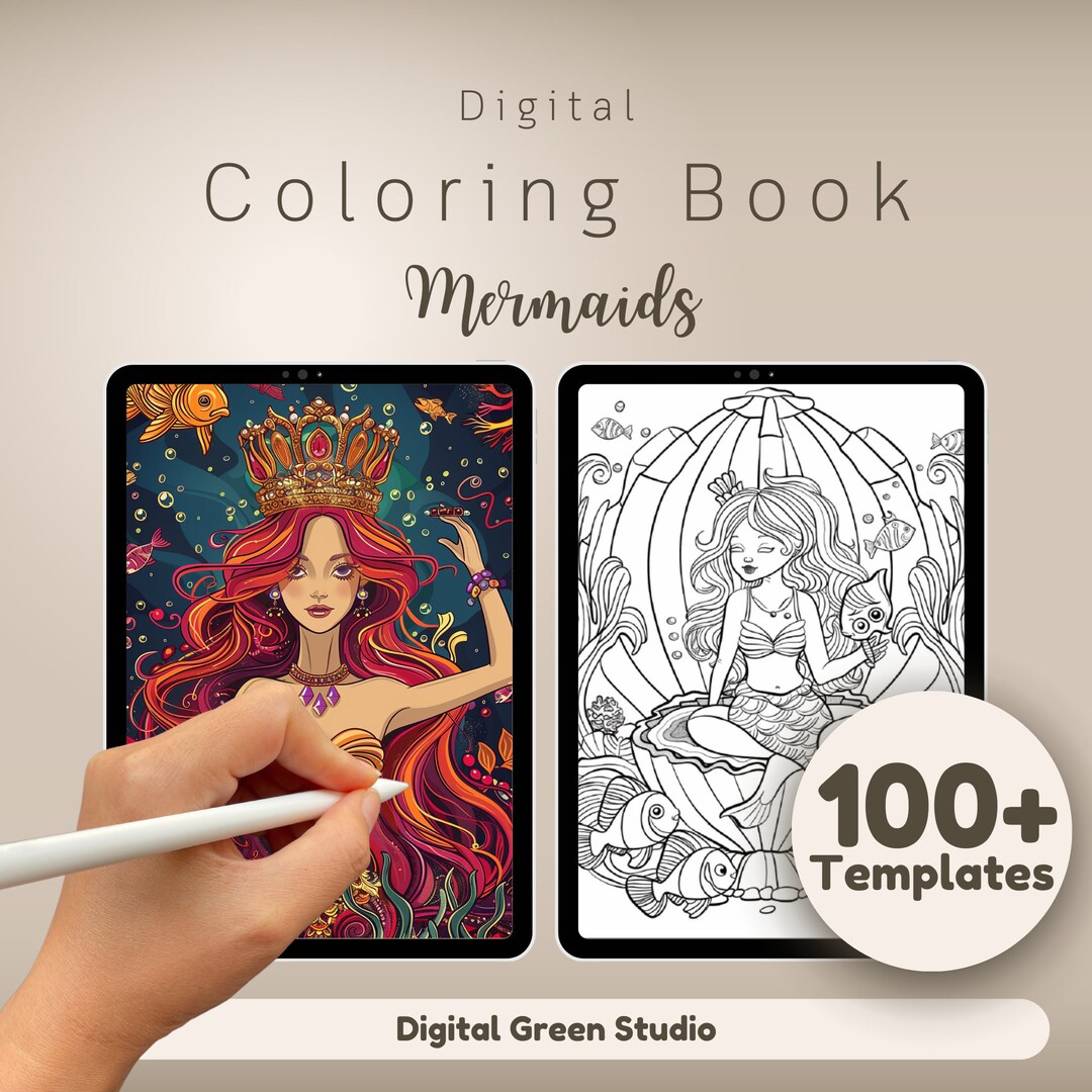 100+ Mermaids Coloring Pages, Magical Coloring Book for Adult & Kids ...