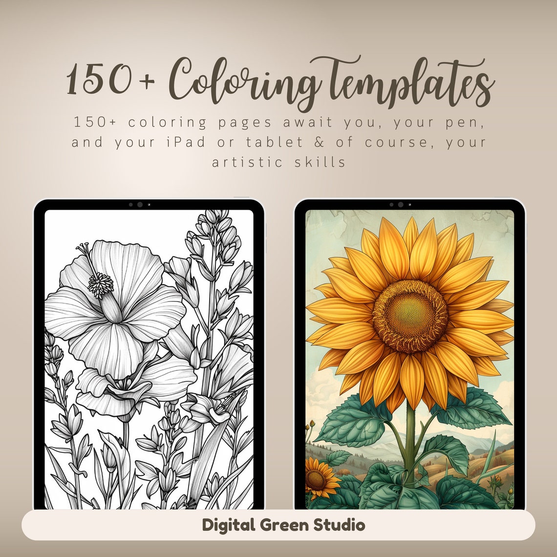 150+ Flower Coloring Pages, Nature Coloring Book for Adult & Kids ...