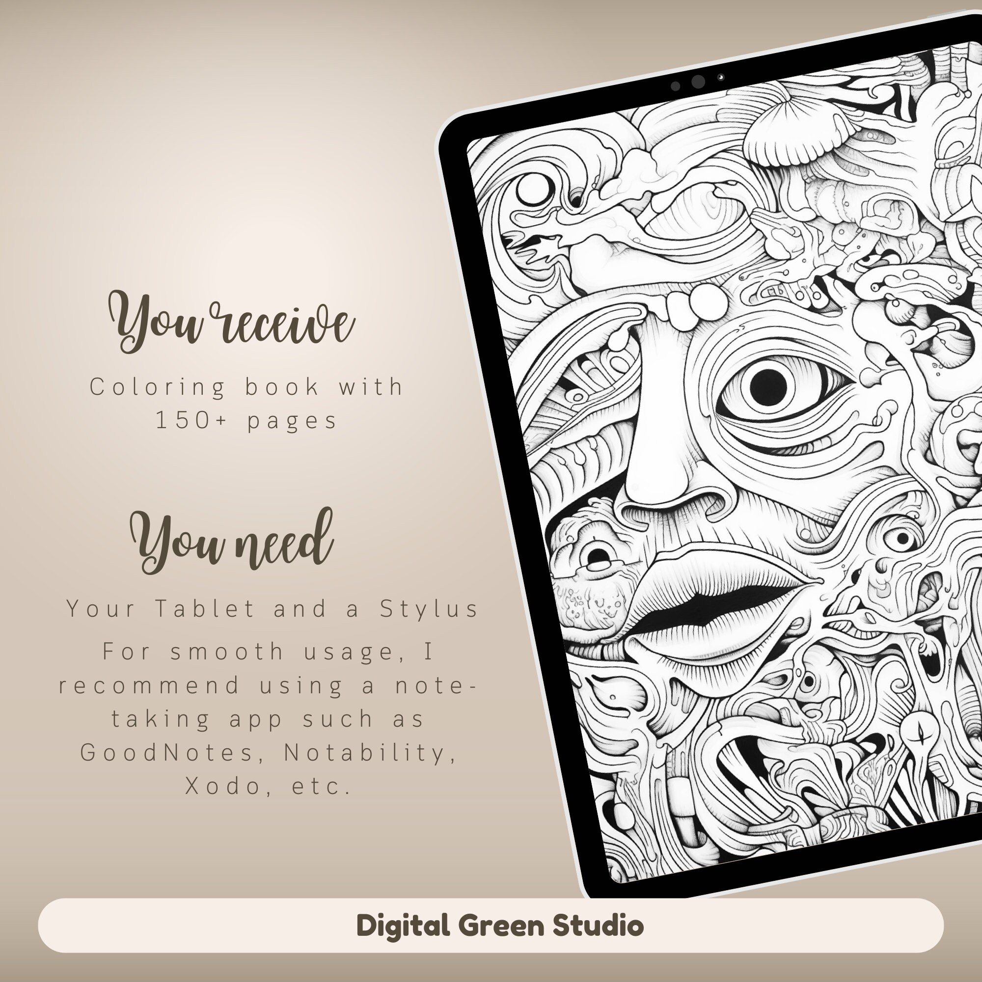 150 + Surrealism Coloring Pages, Adult Coloring Therapy Book ...