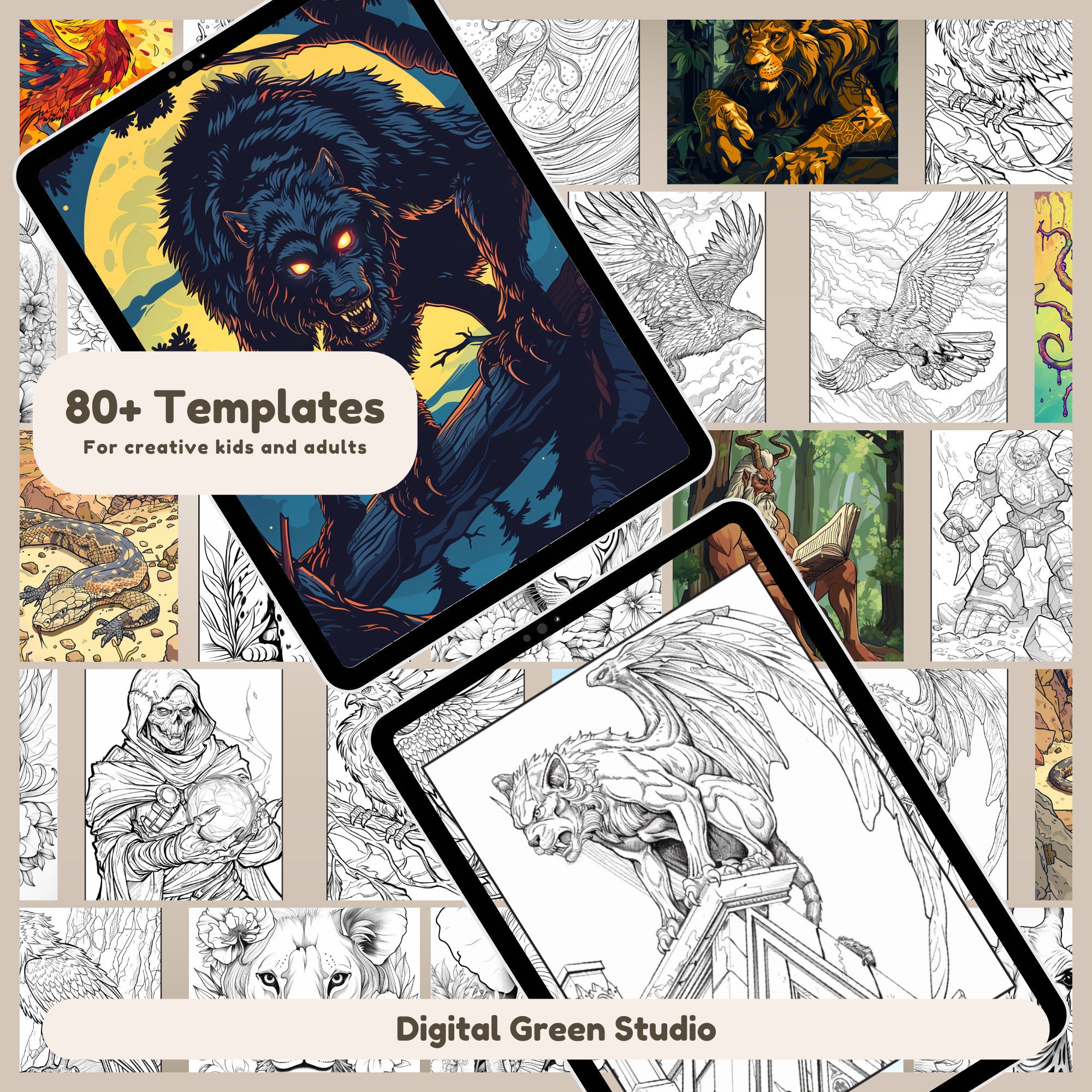 85+ Fantasy Creatures Coloring Pages, Adult&kids Coloring Book ...