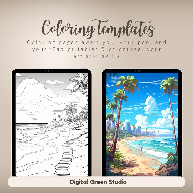 200+ Ocean Beaches Coloring Pages, Adult Coloring Book, Beach Designs ...