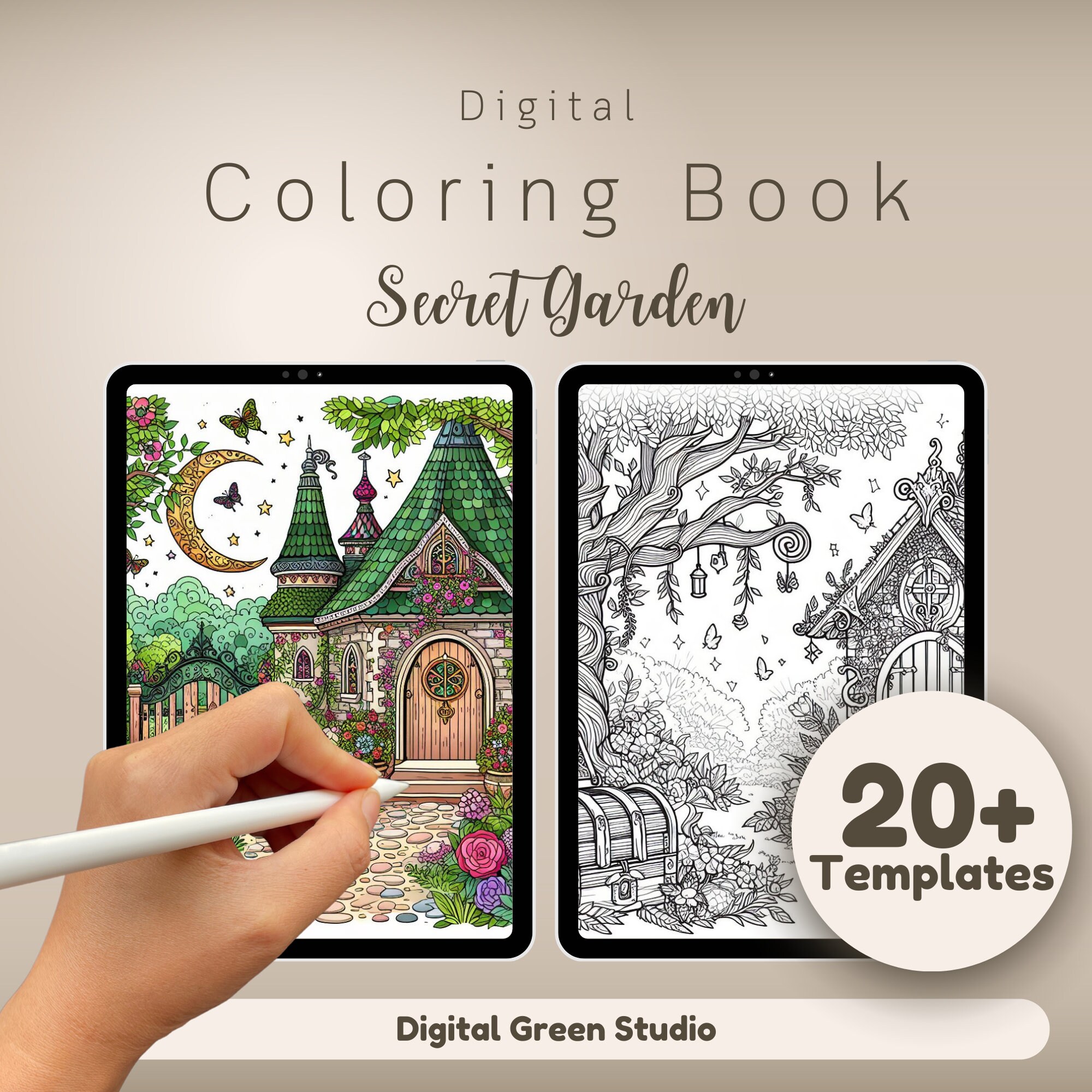 20 Secret Garden Coloring Pages, Adult Coloring Book, Fairytale Home ...