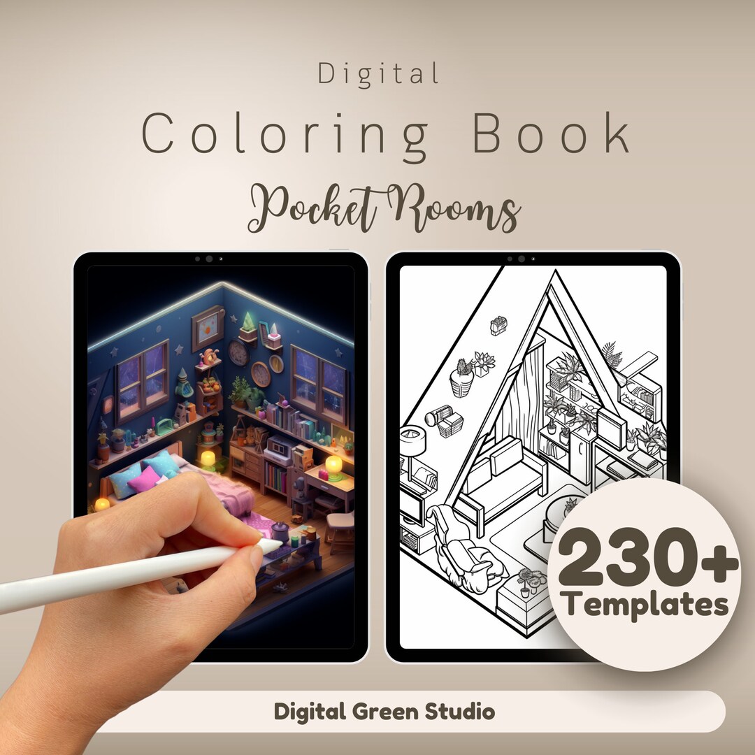 230+ Pocket Rooms Coloring Pages, Relaxing Adult Coloring Book, Simple ...