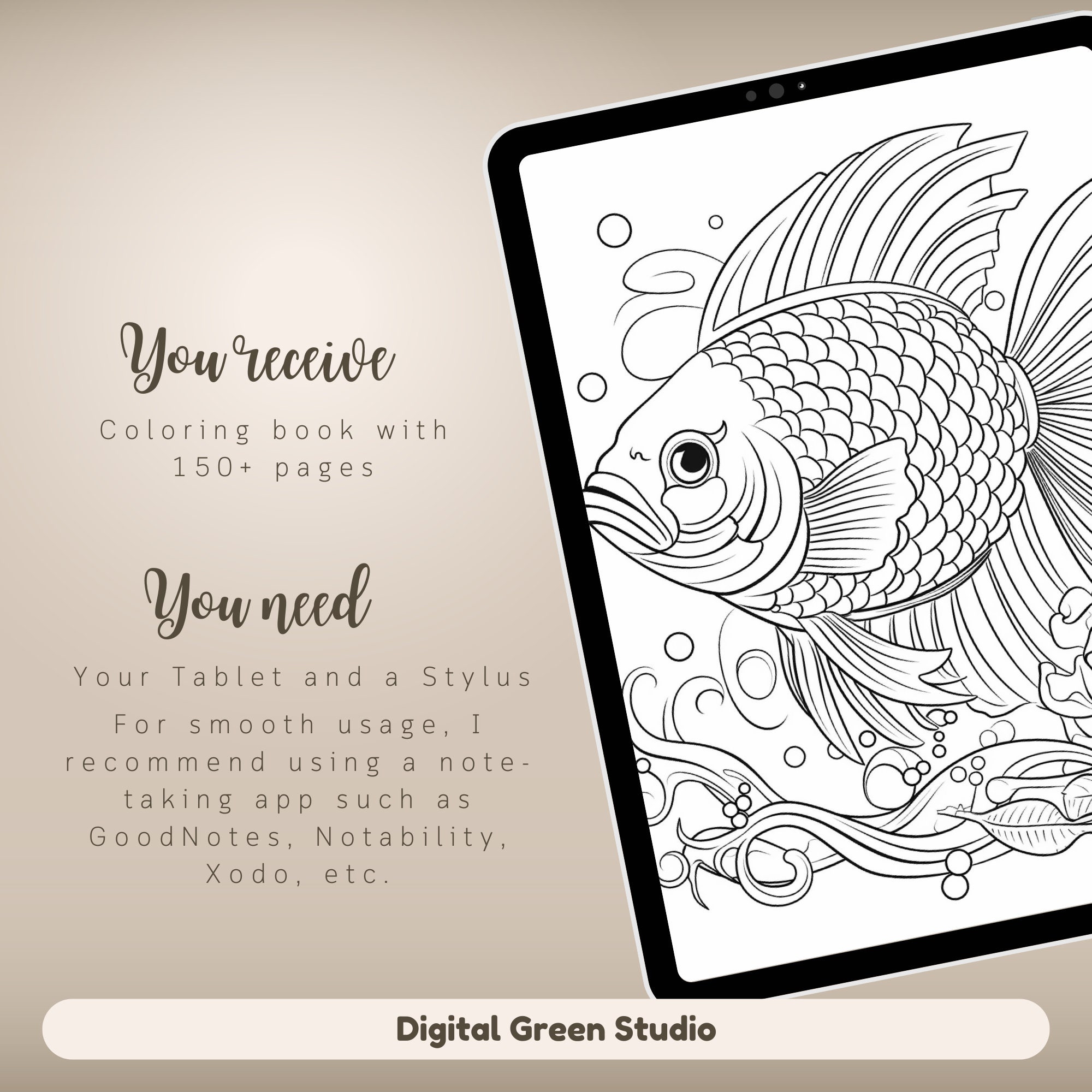 150+ Fishes Coloring Pages, Adult & Kids Coloring Book, Sea Fishes ...