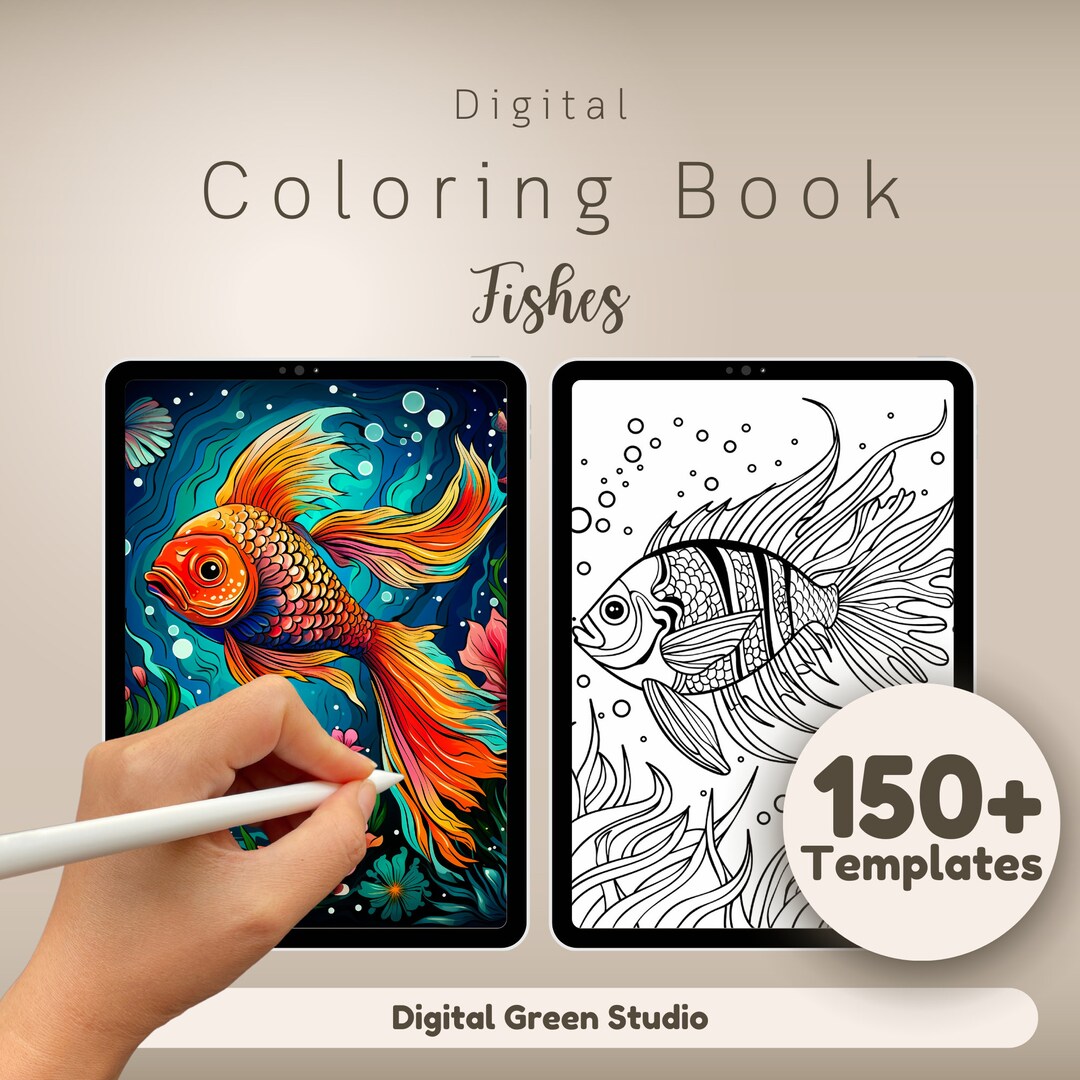 150+ Fishes Coloring Pages, Adult & Kids Coloring Book, Sea Fishes ...