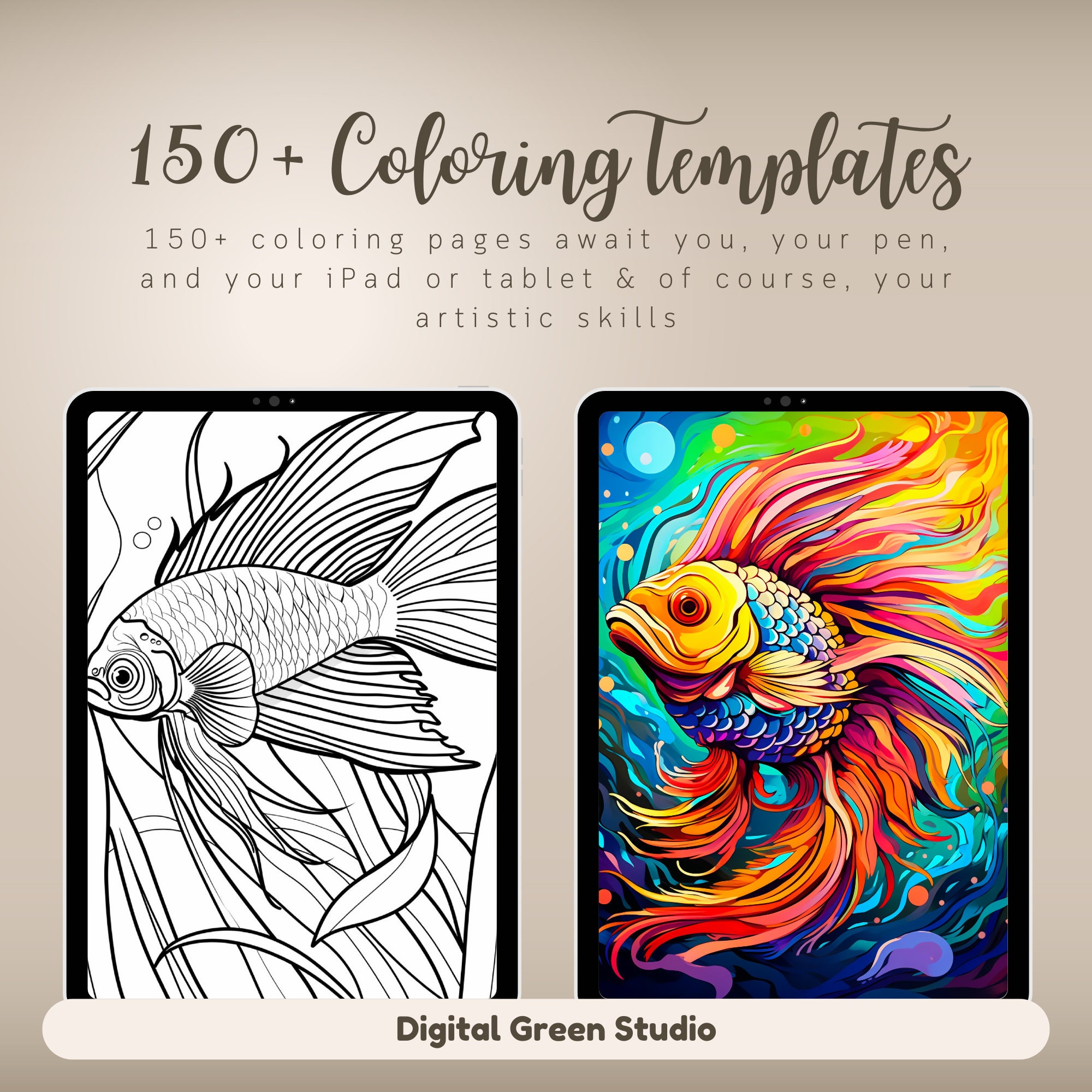 150+ Fishes Coloring Pages, Adult & Kids Coloring Book, Sea Fishes ...