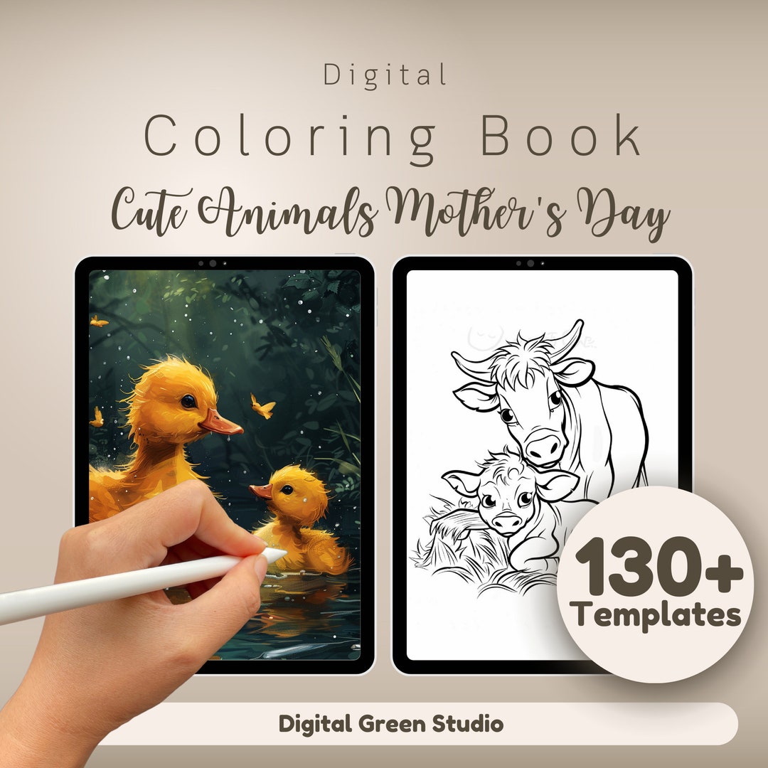 130+ Cute Animals Mother's Day Coloring Book, Designs for Adult & Kids ...