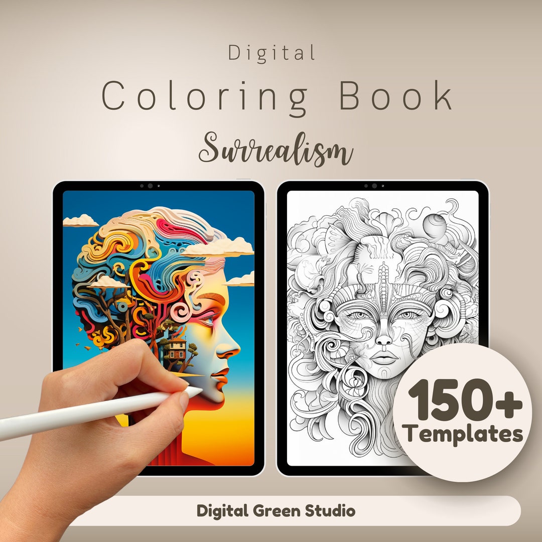 150 + Surrealism Coloring Pages, Adult Coloring Therapy Book ...
