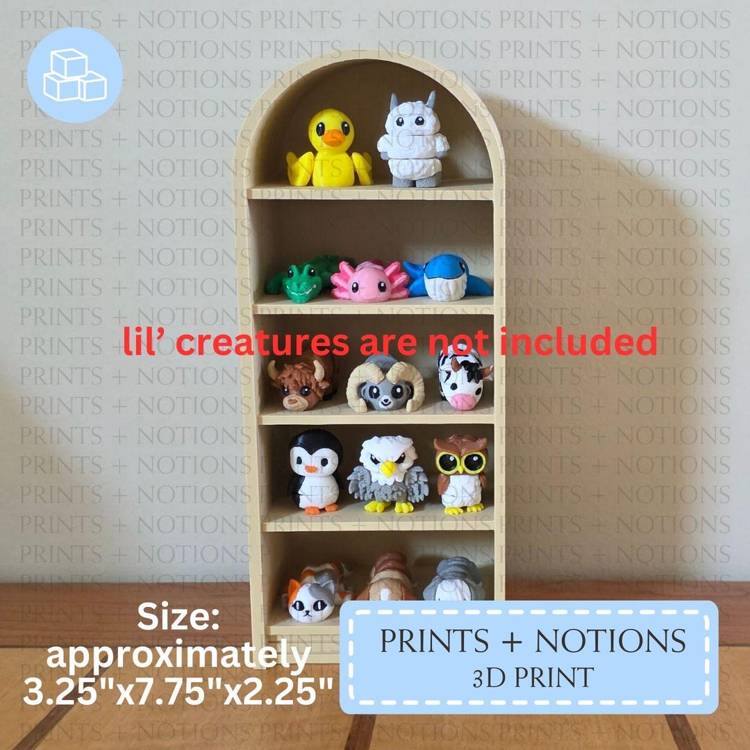 Lil' Creatures 3D Printed Mini Arched Bookcase | Bookshelf for Mini ...