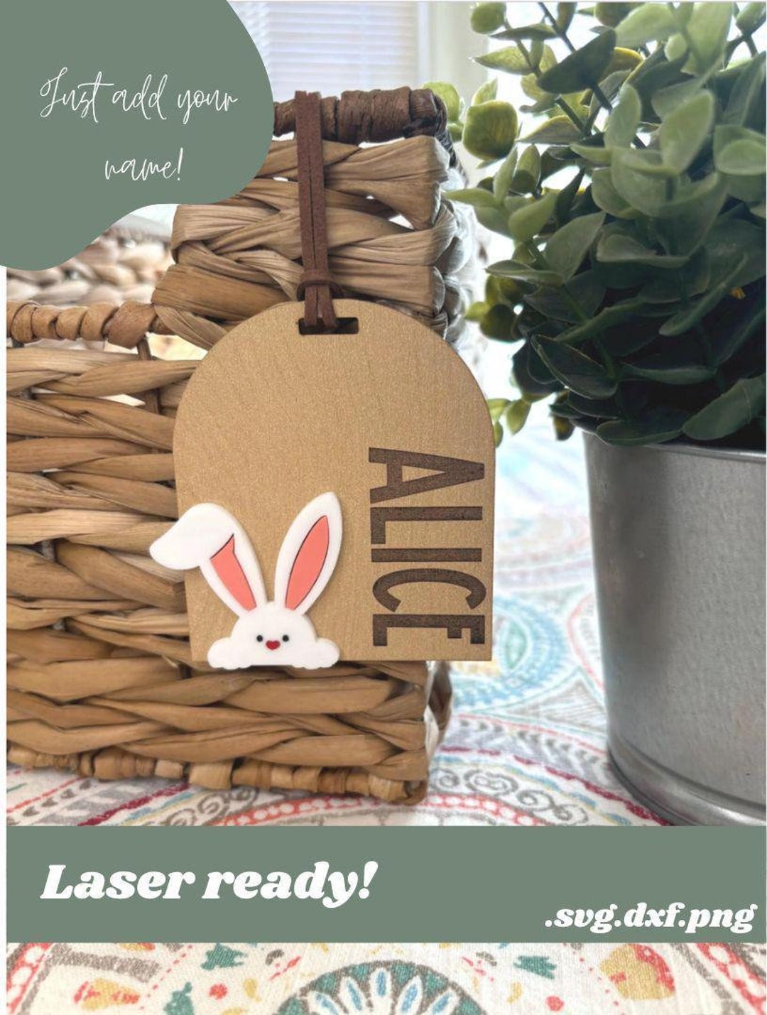 SVG Easter Basket Tag | Bunny Name Tag | Dxf Svg INSTANT DOWNLOAD ...