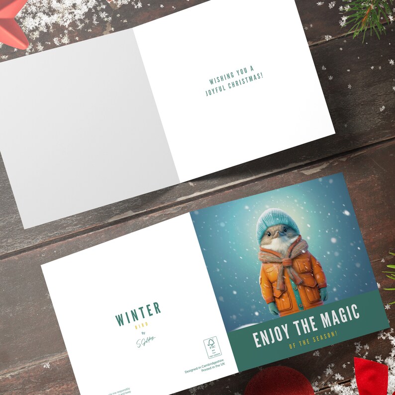 Rabbit & Bird Christmas Cards (6 Pack), Animal Winter Coats, by S ...