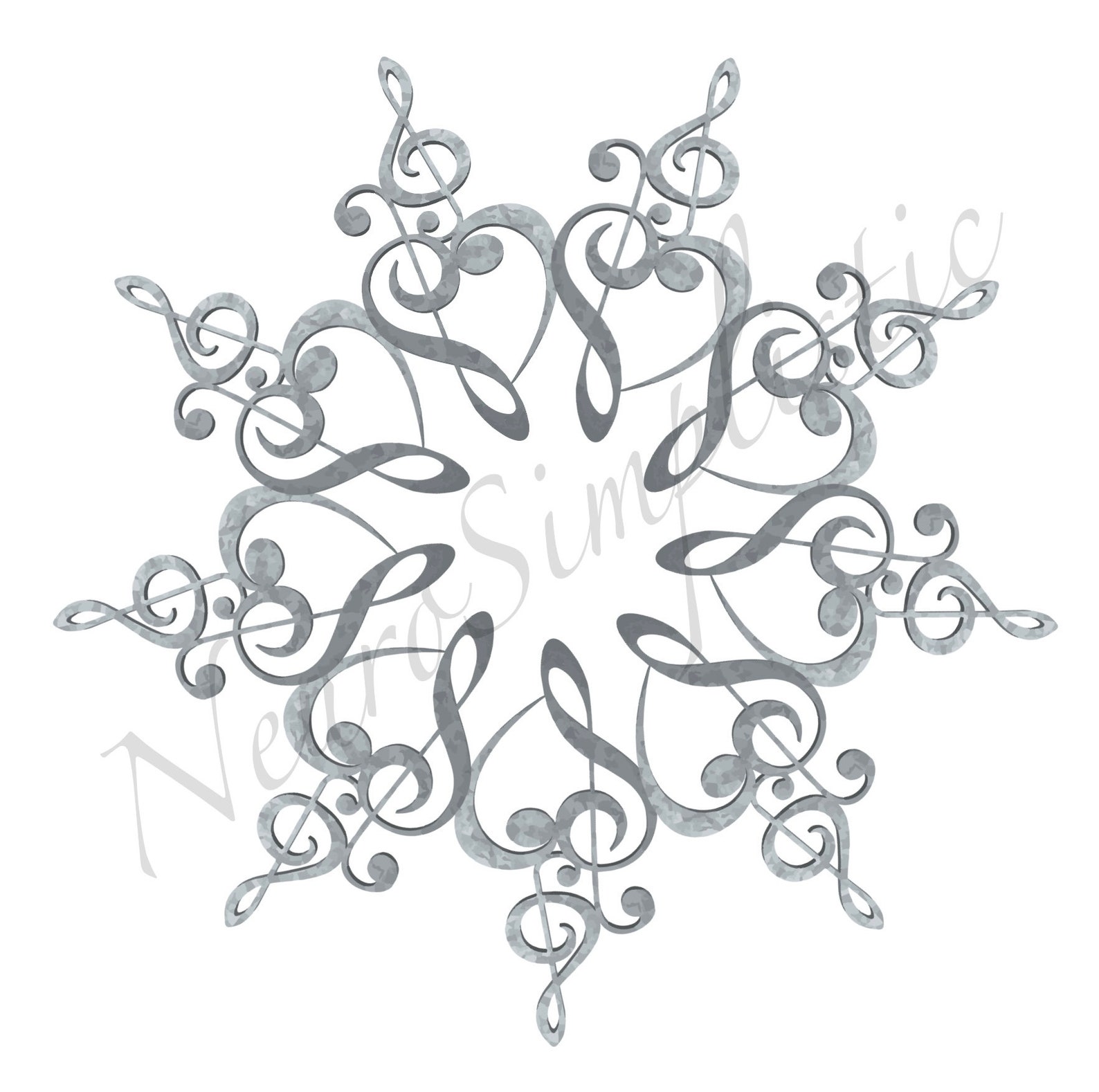 Galvanized Music Note Snowflakes SVG - Etsy