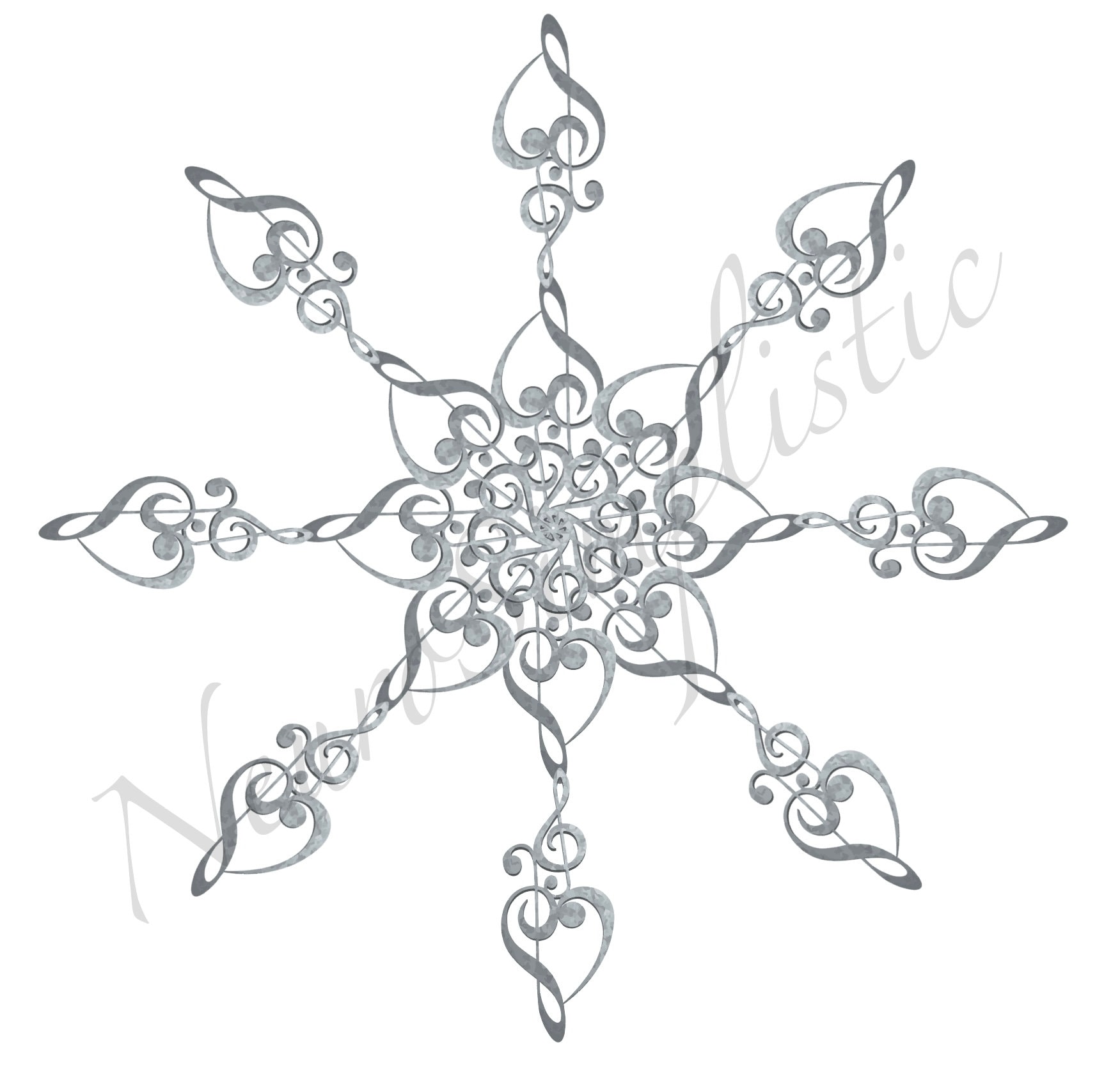 Galvanized Music Note Snowflakes SVG - Etsy