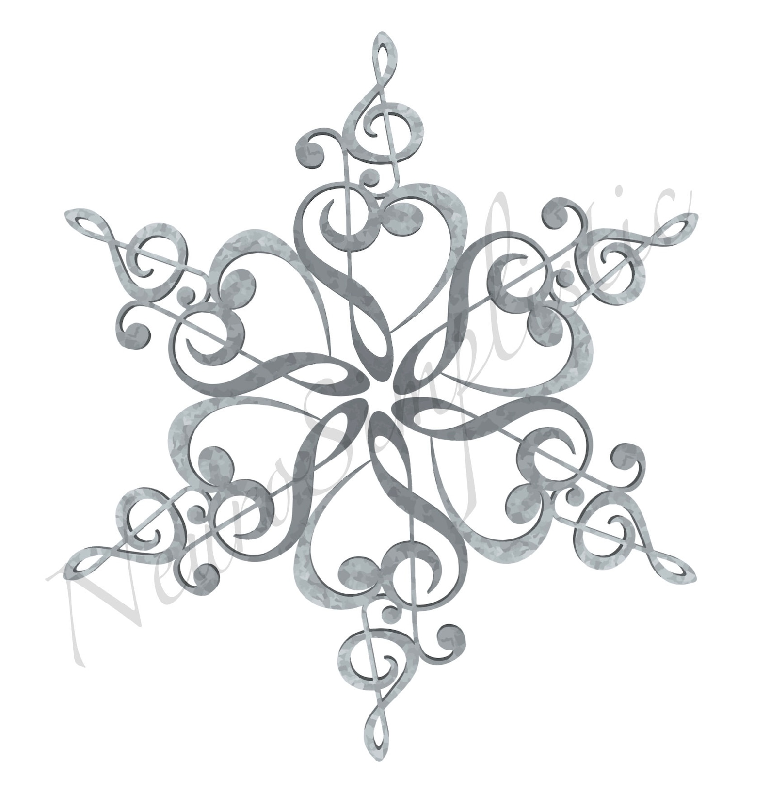 Galvanized Music Note Snowflakes SVG - Etsy