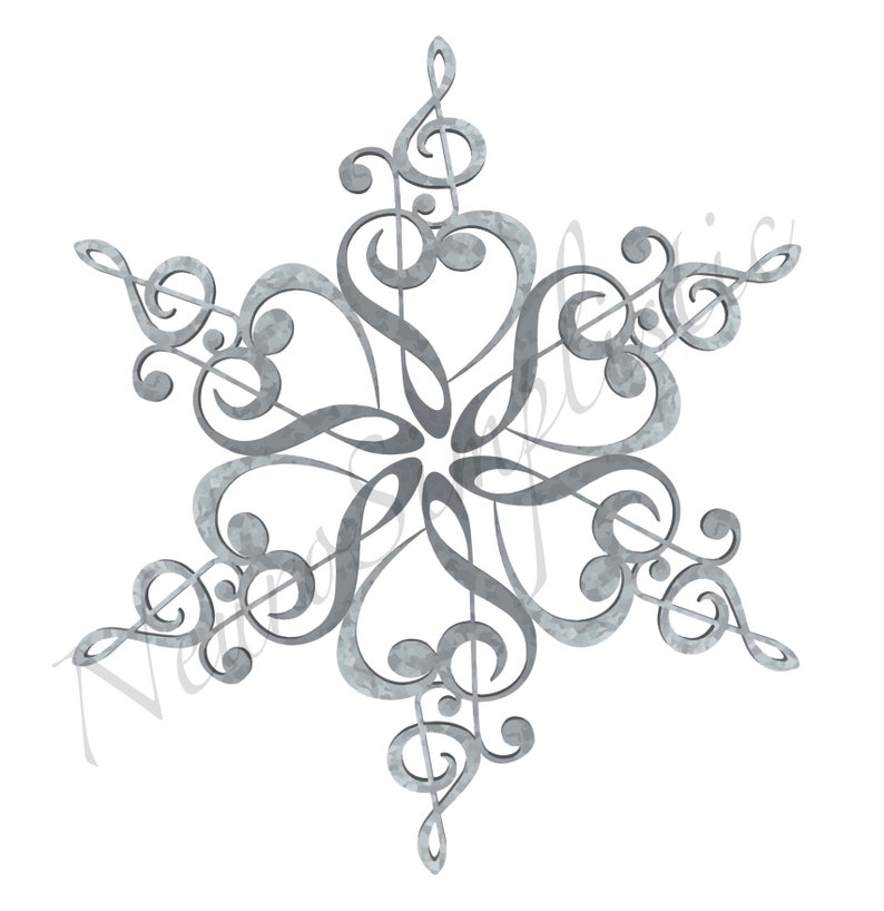 Galvanized Music Note Snowflakes SVG - Etsy