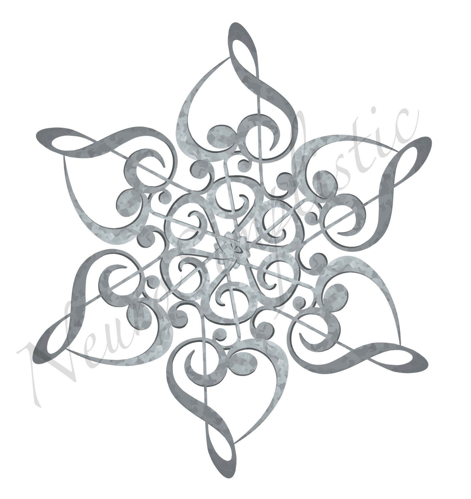 Galvanized Music Note Snowflakes SVG - Etsy
