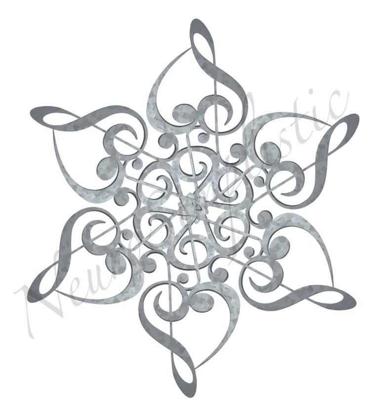 Galvanized Music Note Snowflakes SVG - Etsy