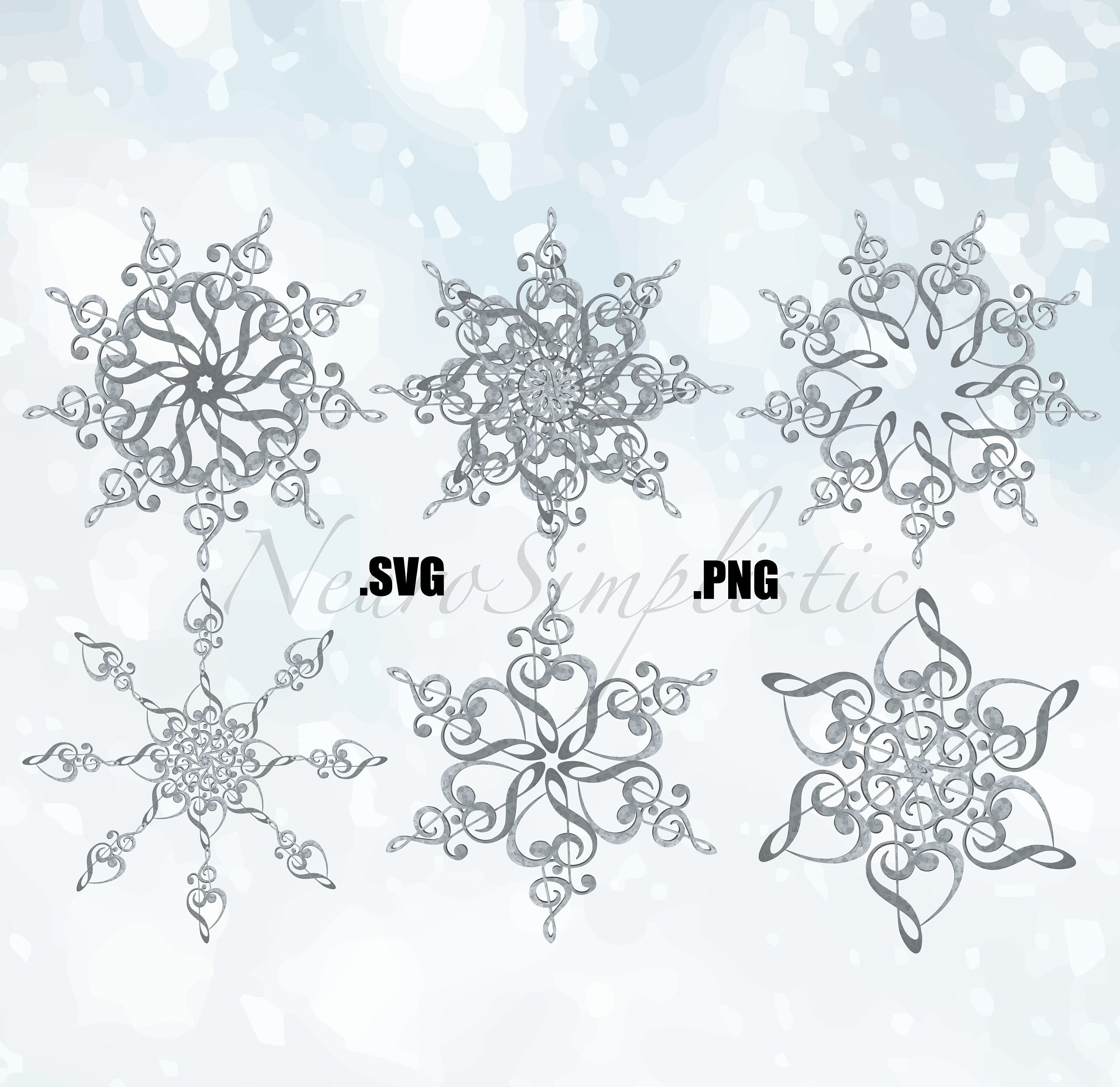 Galvanized Music Note Snowflakes SVG - Etsy