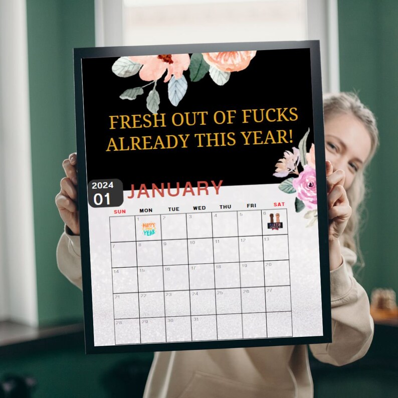 2024 Calendar Printable, 2024 Digital Calendar, 2024 Swear Calendar ...