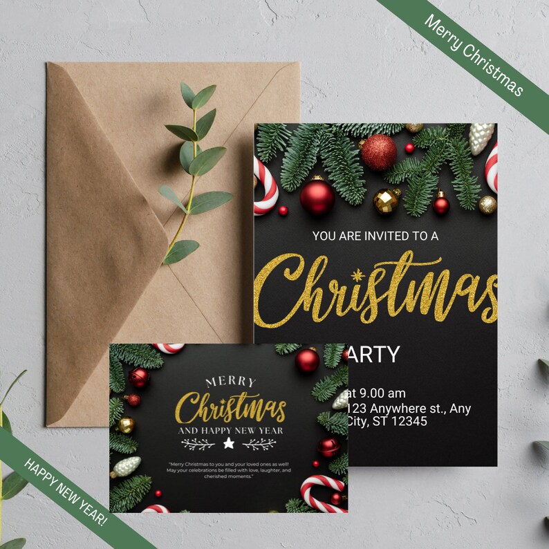 EDITABLE Christmas Party Invitation, Printable Christmas Invitation for ...