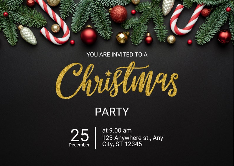 EDITABLE Christmas Party Invitation, Printable Christmas Invitation for ...