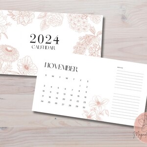 Printable Minimalist Floral 2024 Calendar Instant Download and Print - Etsy
