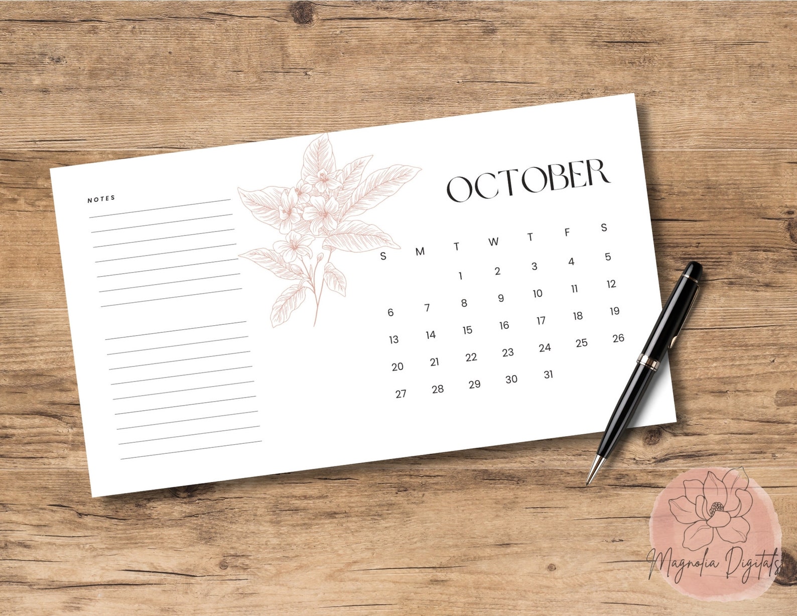 Printable Minimalist Floral 2024 Calendar Instant Download and Print - Etsy