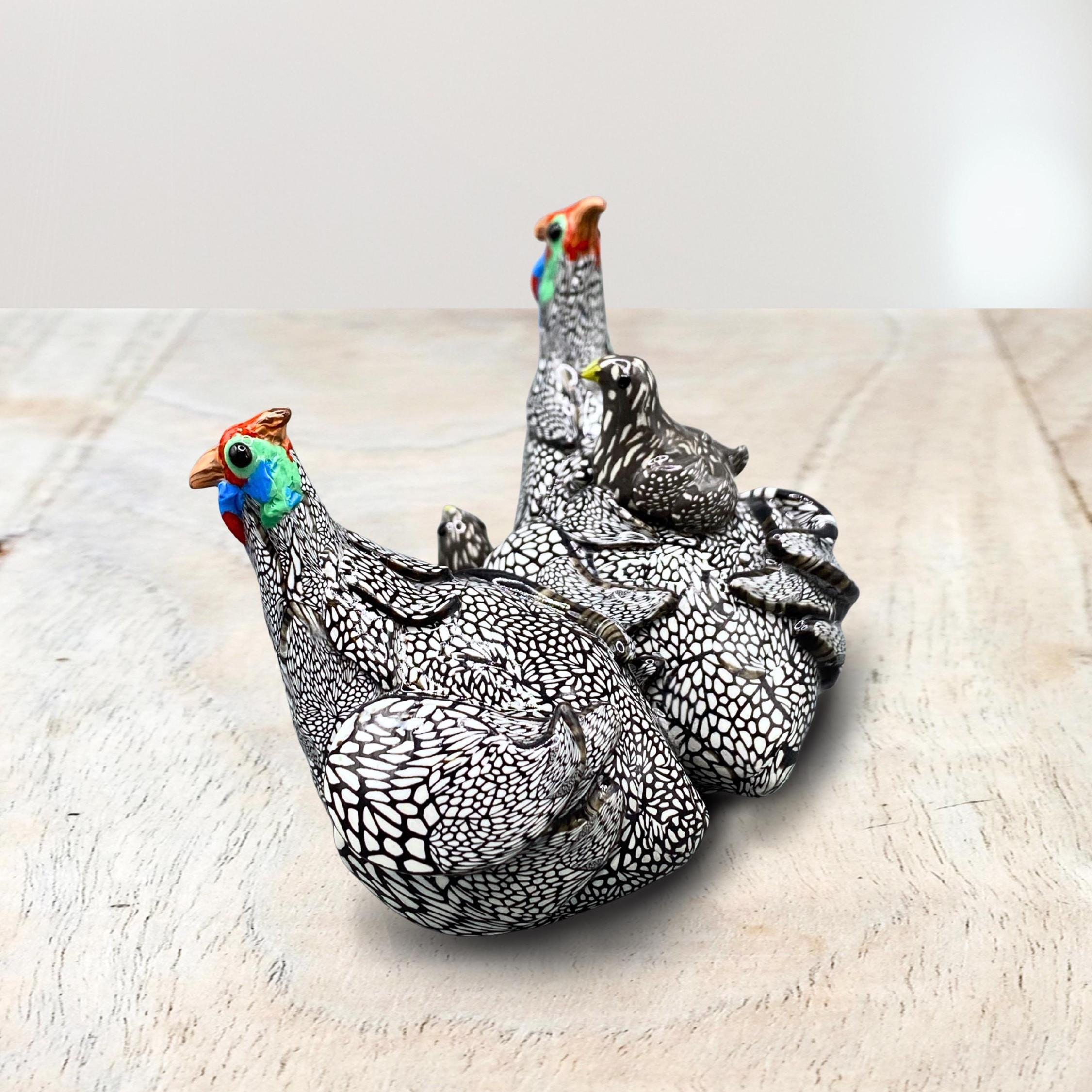 Handmade Guinea Fowl Family Sculpture: Polymer Clay Ornament - Etsy