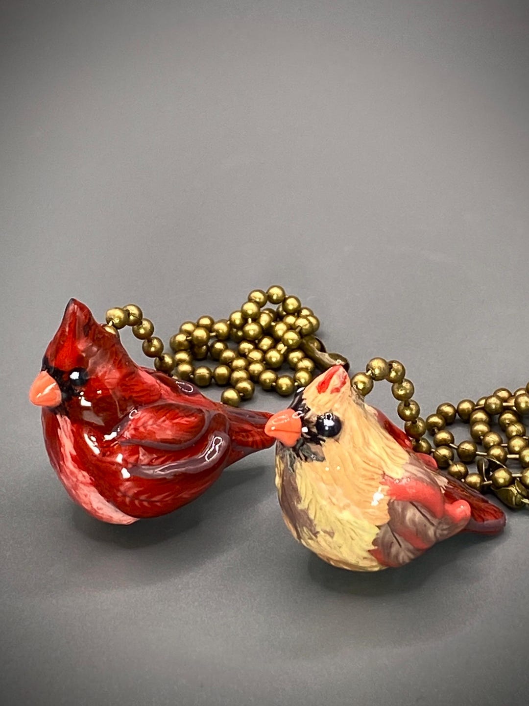 Cardinal Light/fan Pulls | Pair of Cardinals | Male and Female Cardinal ...