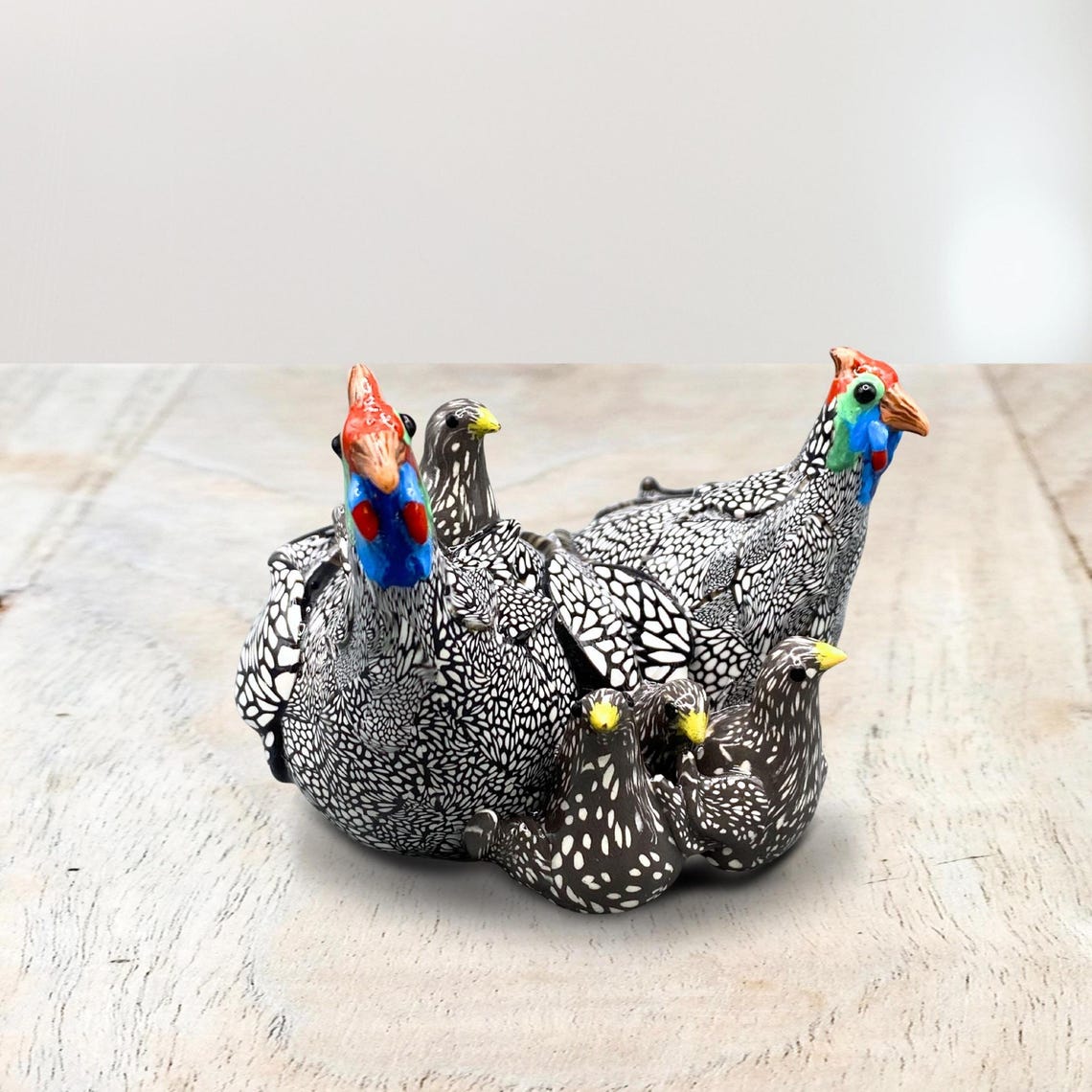 Handmade Guinea Fowl Family Sculpture: Polymer Clay Ornament - Etsy