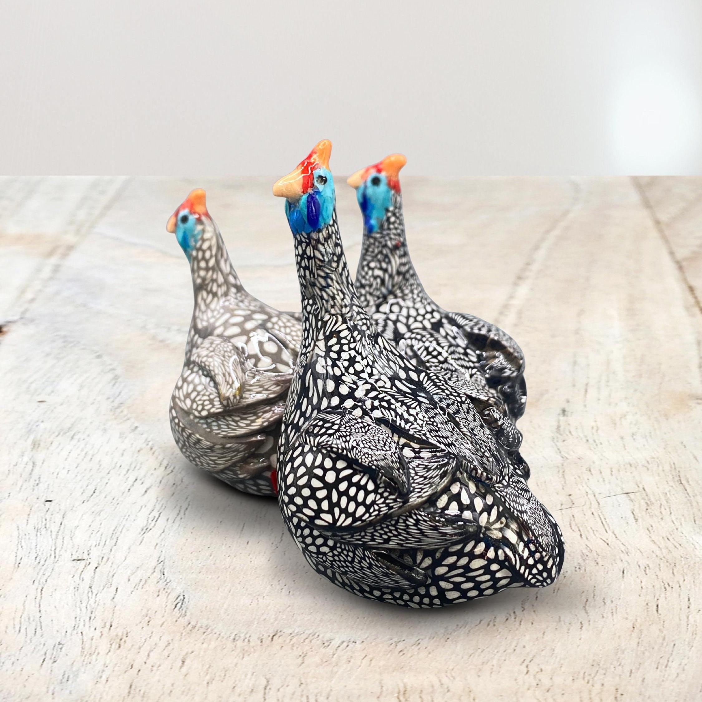 Handmade Guinea Fowl Family Sculpture: Polymer Clay Ornament - Etsy