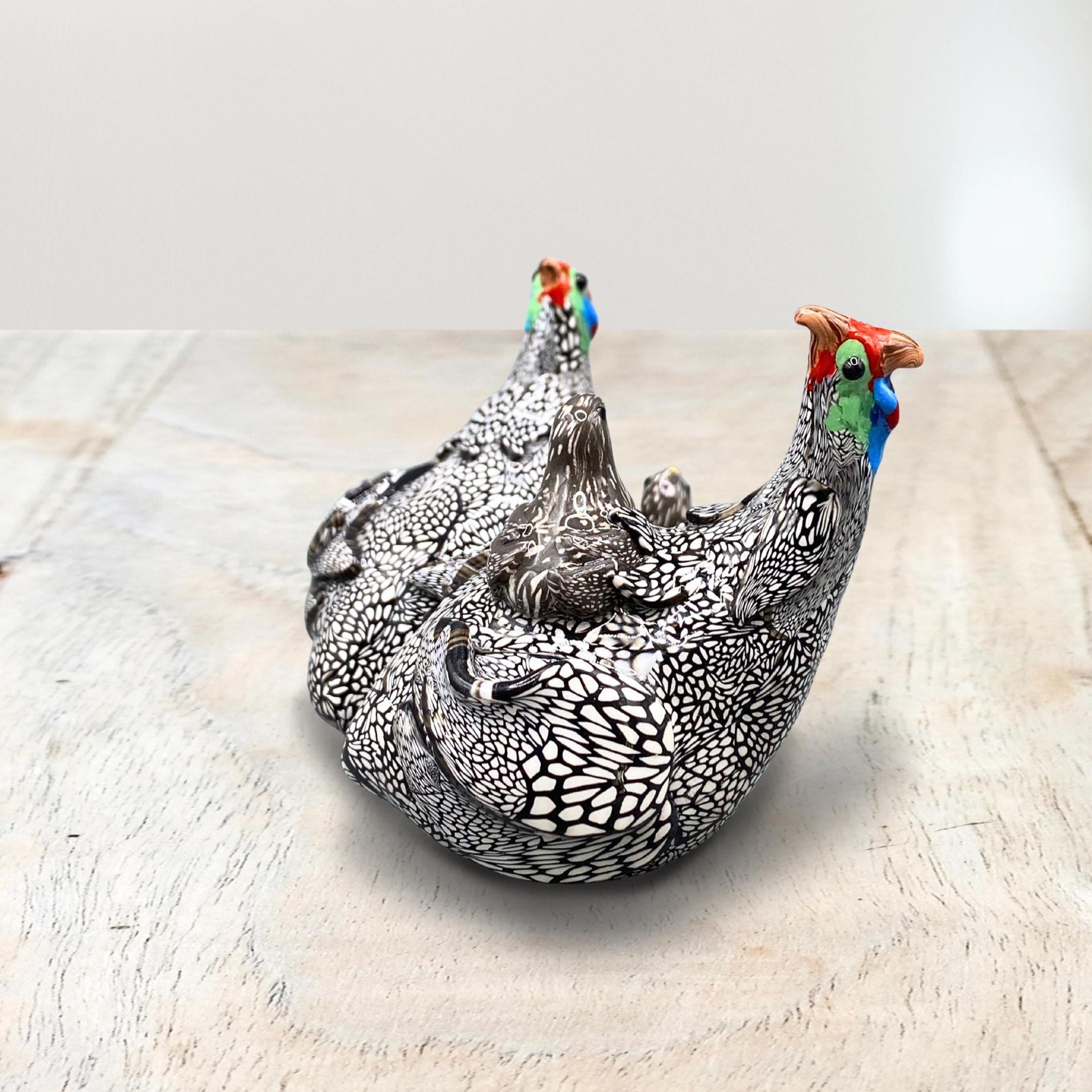 Handmade Guinea Fowl Family Sculpture: Polymer Clay Ornament - Etsy