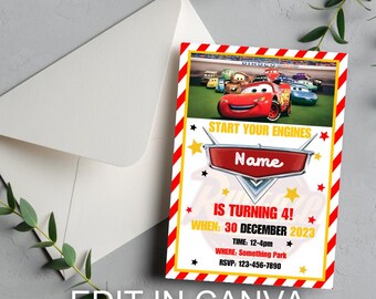 Cars Birthday Invitation - Etsy
