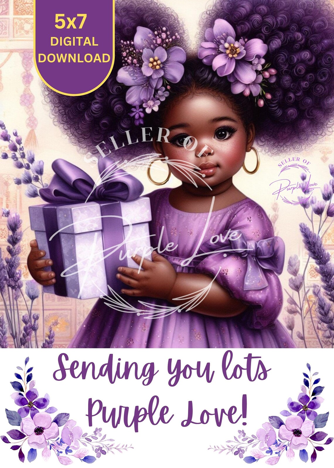 SALE Sending You Lots of Purple Love Digital Download 5x7 Christmas ...