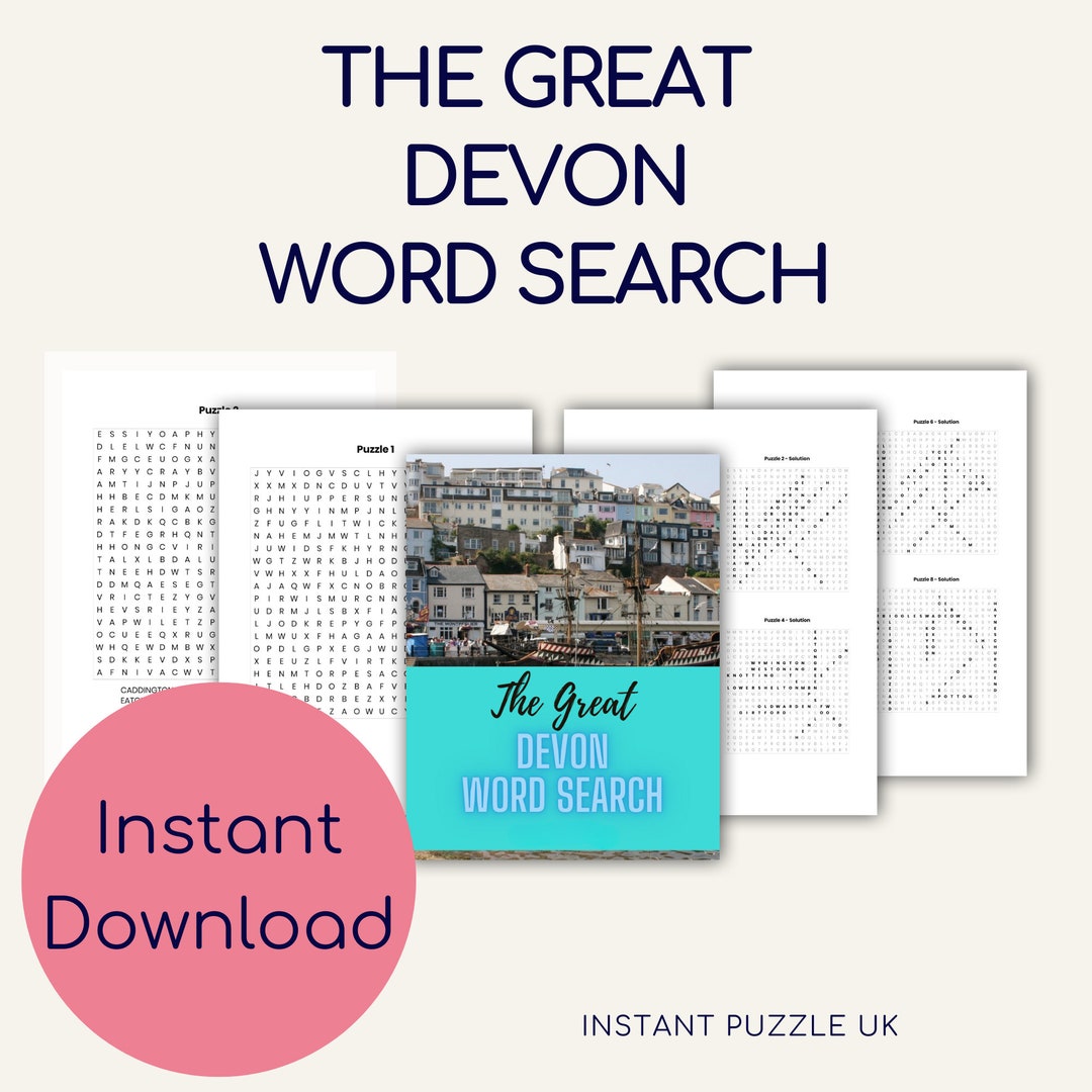 The Great Devon Word Search - 88 Instant Downloadable Word Searches ...