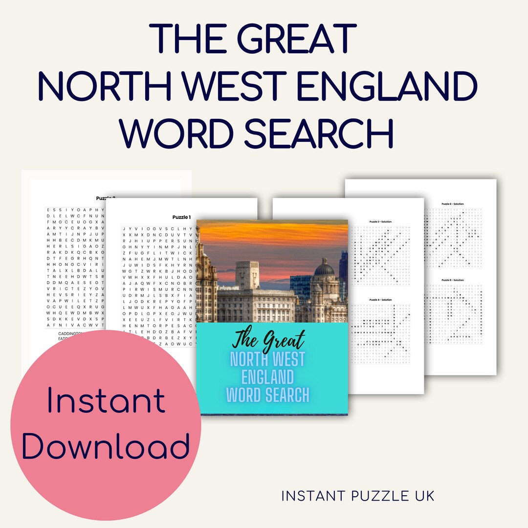 The Great North West England Word Search - 154 Instant Downloadable ...