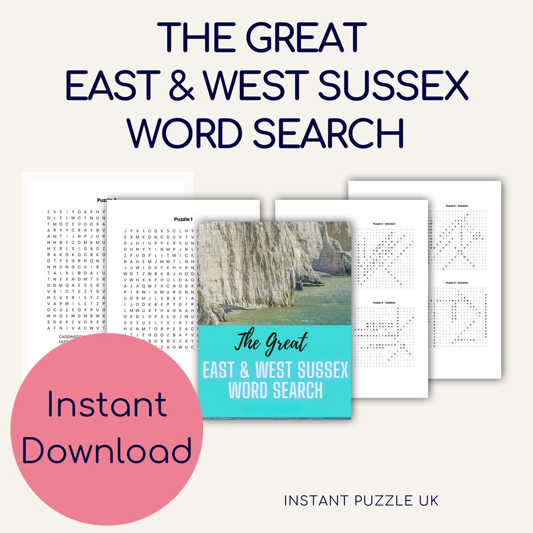 The Great East & West Sussex Word Search - 60 Instant Downloadable Word ...