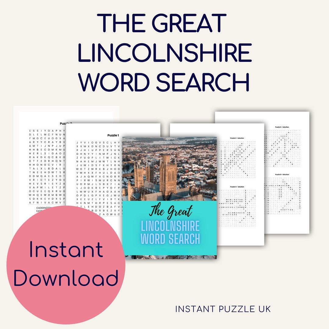 The Great Lincolnshire Word Search - 79 Instant Downloadable Word ...