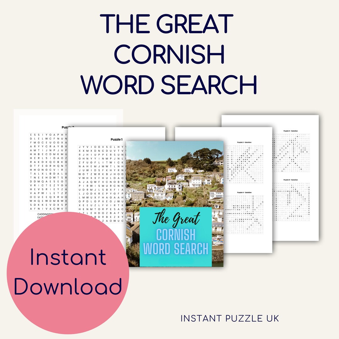 The Great Cornish Word Search - 61 Instant Downloadable Word Searches ...
