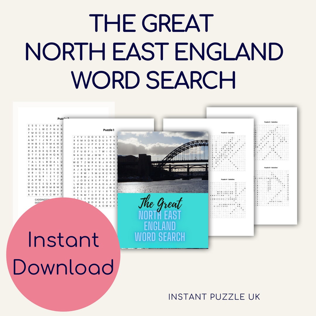 The Great North East England Word Search - 79 Instant Downloadable Word ...