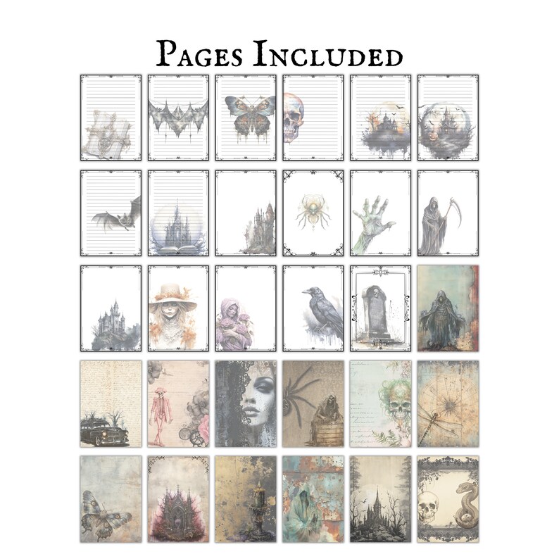 Gothic Journal Pages Pdf Download Printable Stationary Witchy Goth ...