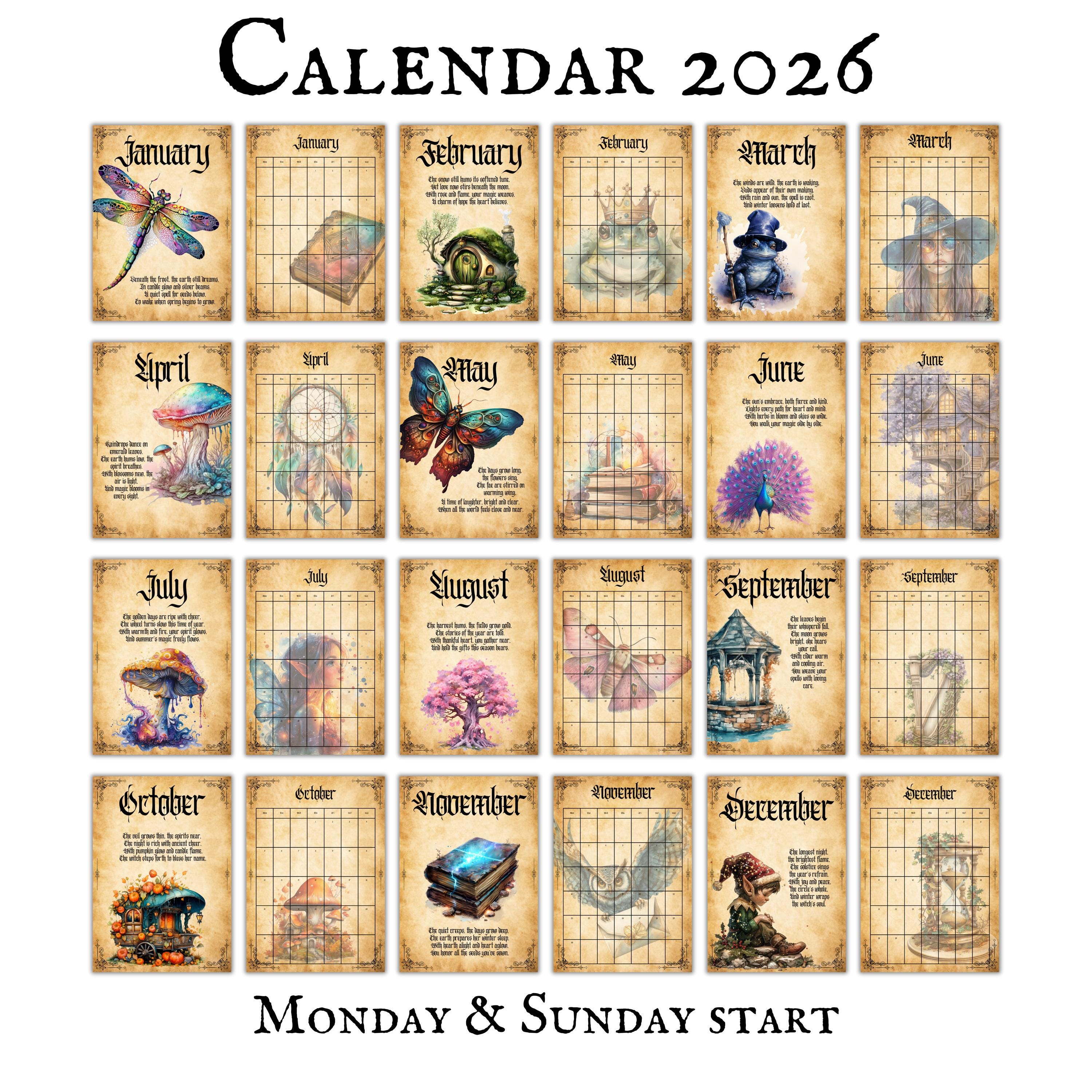 Witchy Planner 2026 Pagan Calendar 2026 Digital Download Pages Grimoire ...
