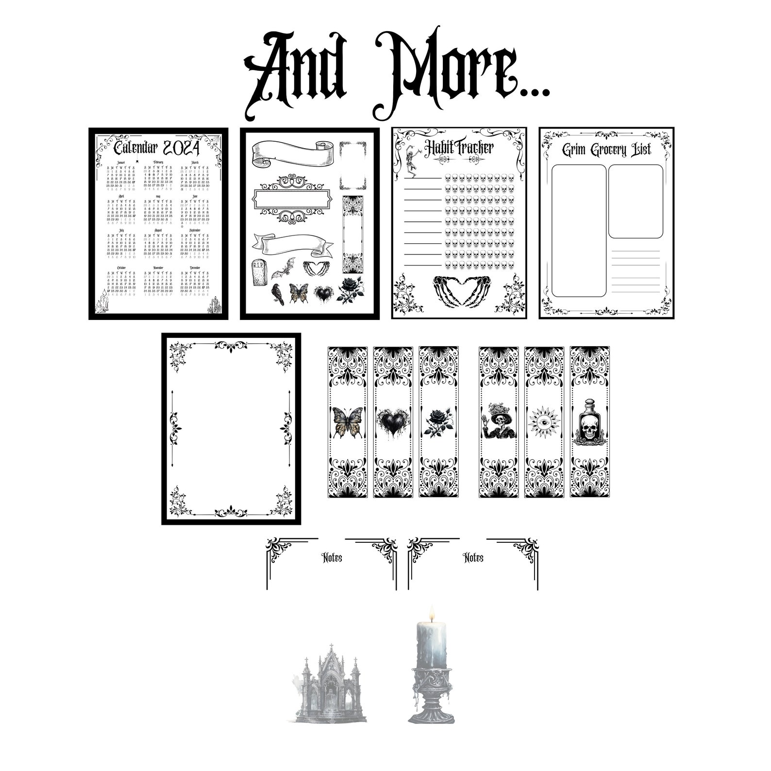 Witchy Goth Printable Daily Planner-pages, 2024 Planning A4 and US ...